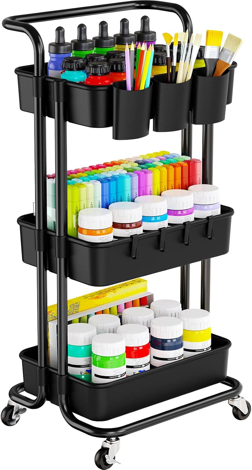 Amazon.com: Pipishell 3 Tier Rolling Cart with Wheels - Metal Rolling ...