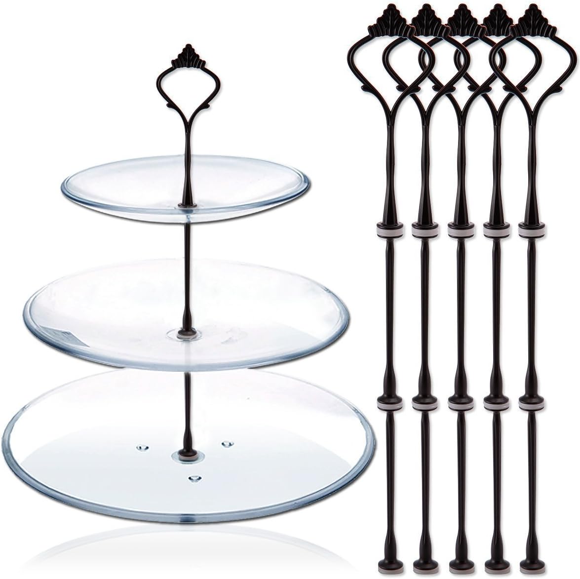 Amazon.com | Happy Will 5 Sets 3 Tier Crown Cake Stand Fruit Cake Plate ...