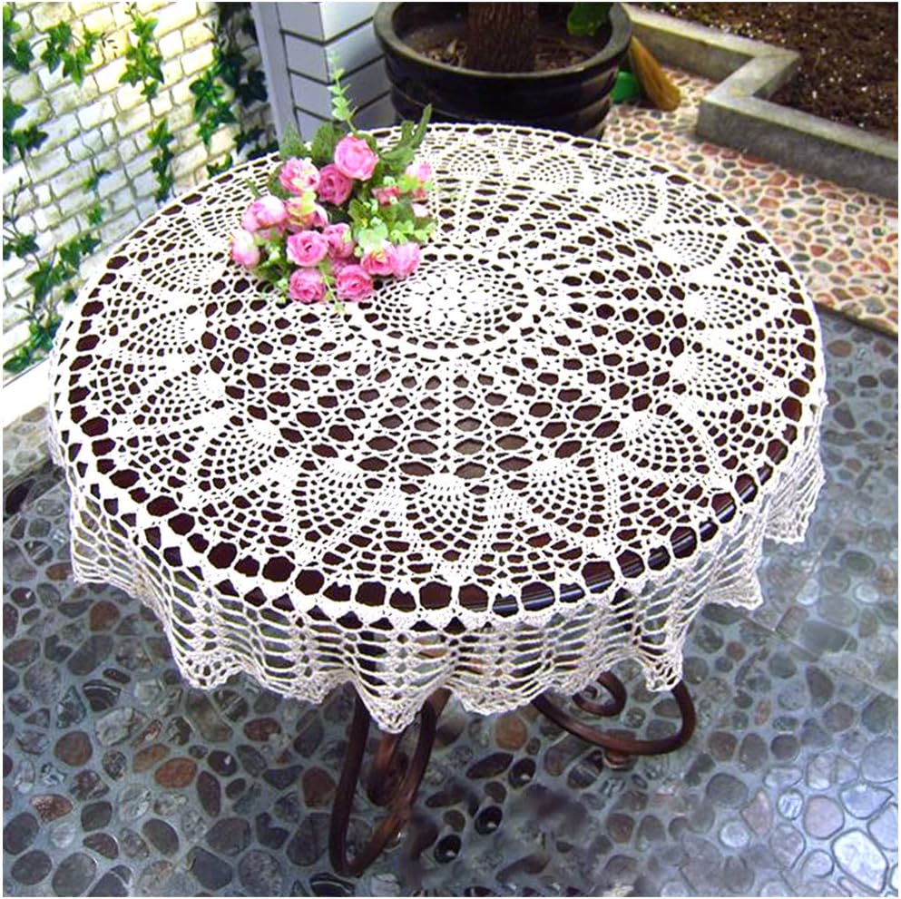 MforStyle Cream Tablecloth Round Lace 49" 125cm : Amazon.co.uk: Home ...