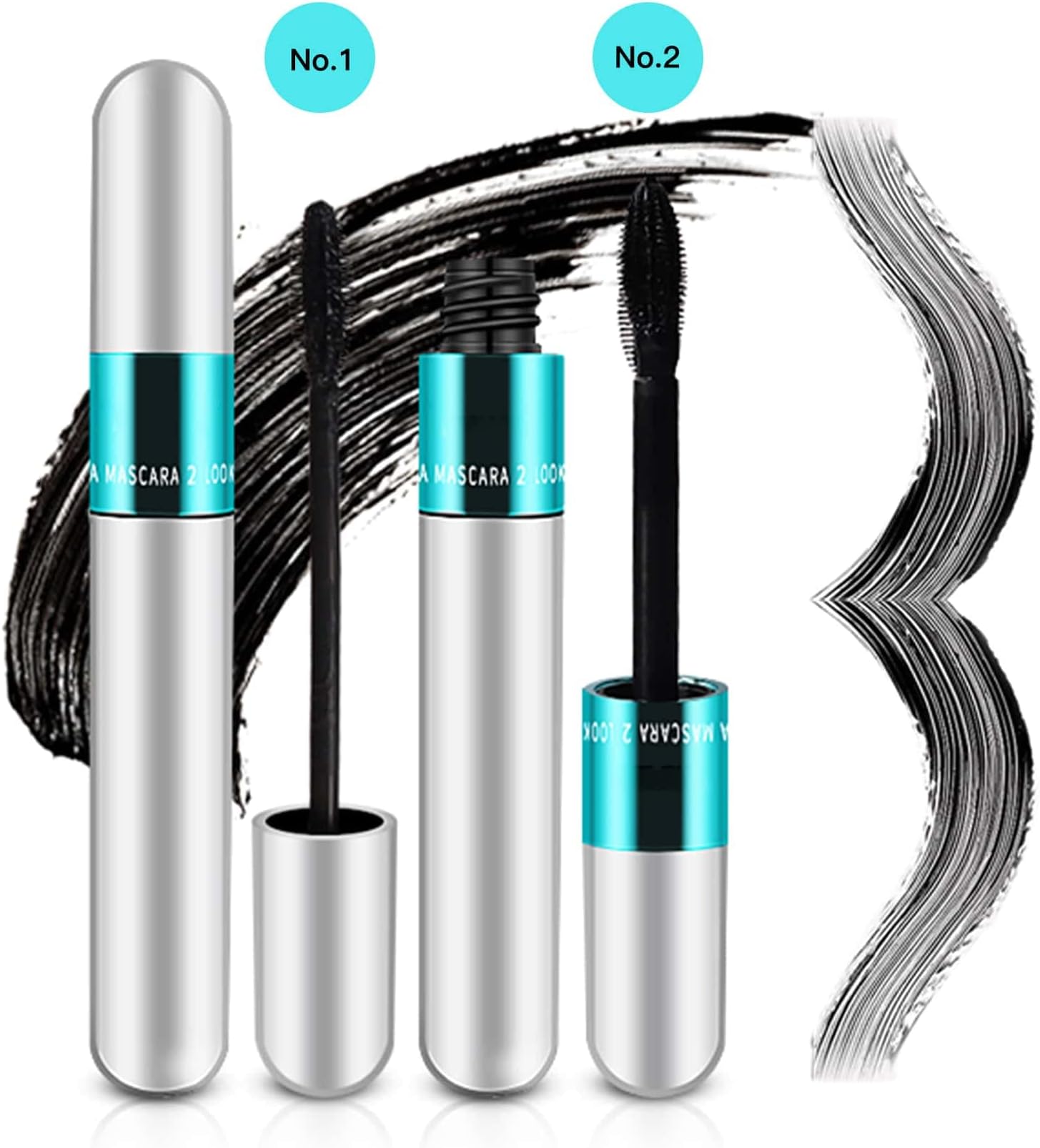 Amazon.com : 2 Pack 2 in 1 for Mascara 5x Longer Washable, 2 in 1 4D ...