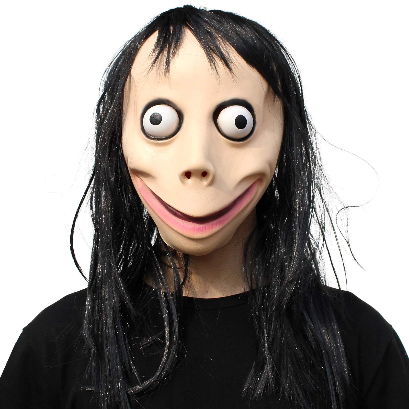 PartyHop MOMO Mask Halloween Party Scary Horror Latex Full Head Mask ...