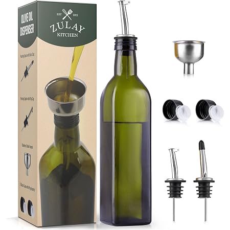 Amazon.com: Poura Glass Olive Oil Bottle Drizzler with Oil Pourer Spout ...