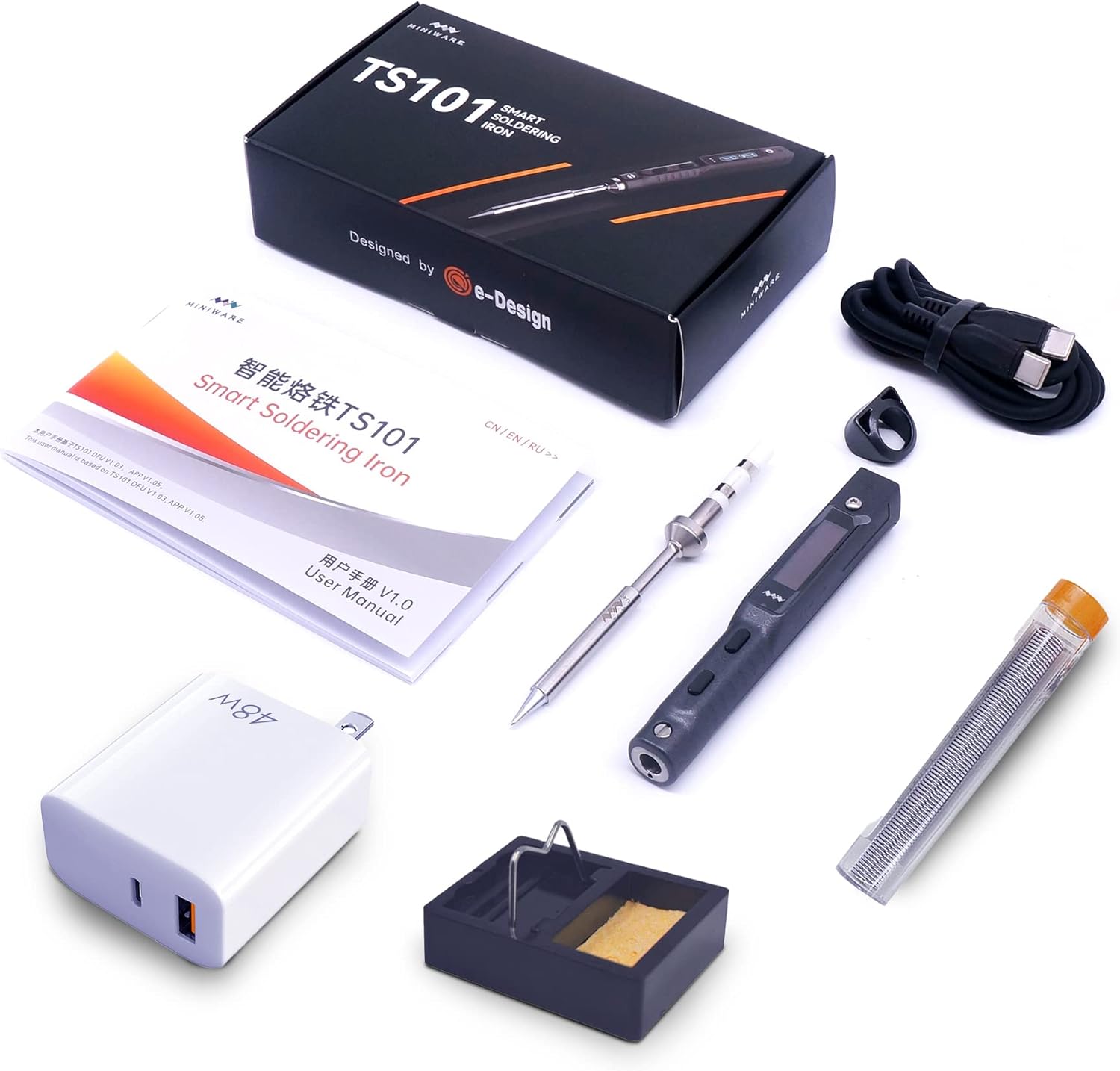 MINIWARE Mini Electric Soldering Iron Kit TS101, Adjustable Temperature ...