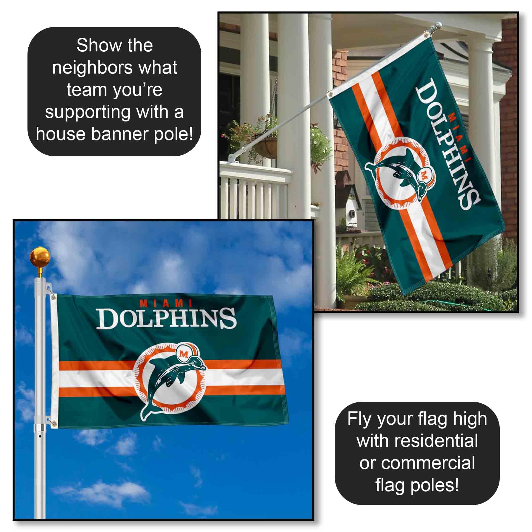 Snapklik.com : Dolphins Throwback Vintage Retro 3x5 Banner Flag