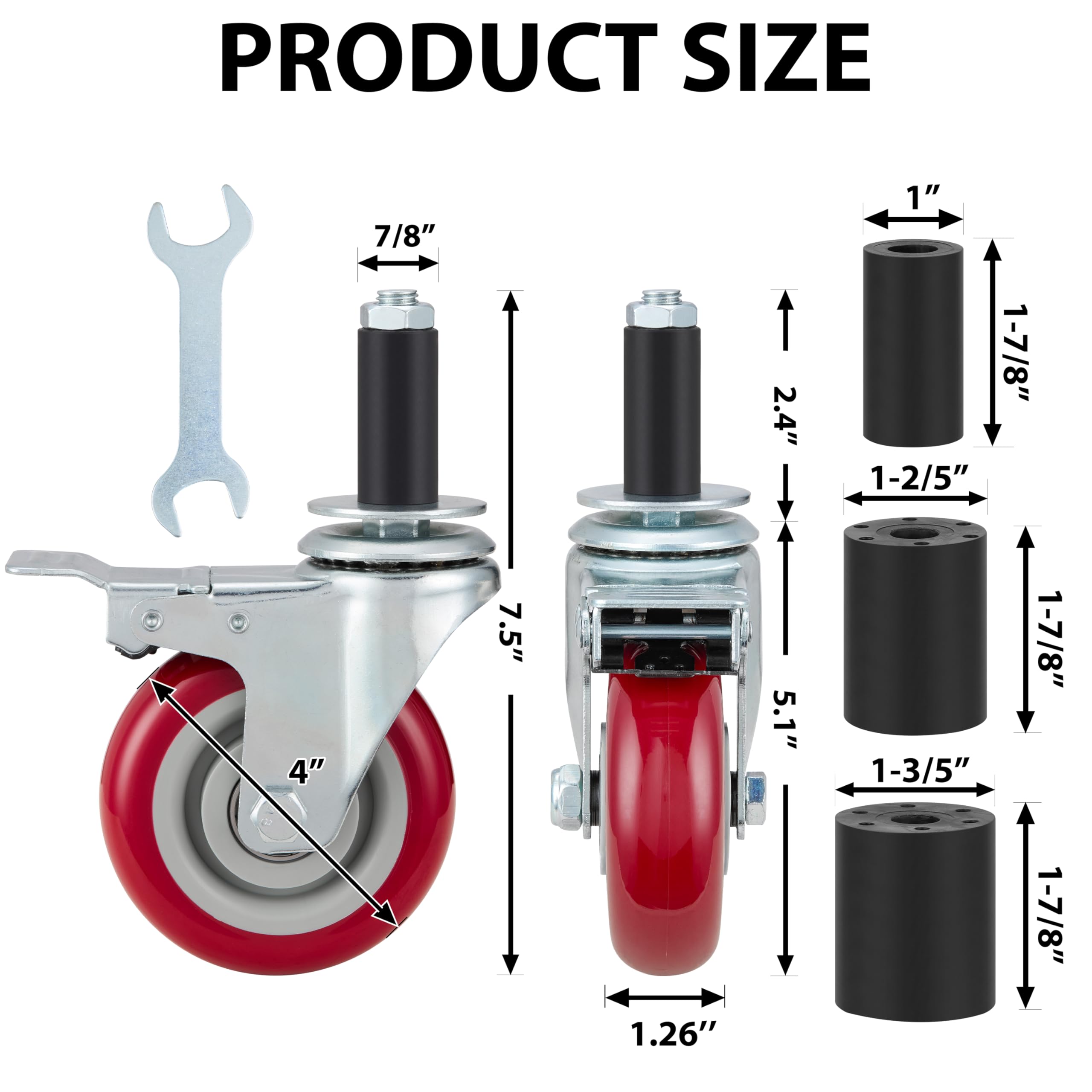 Snapklik.com : Finnhomy 4 Inch Prep Table Caster Wheels Set Of 4 Heavy ...