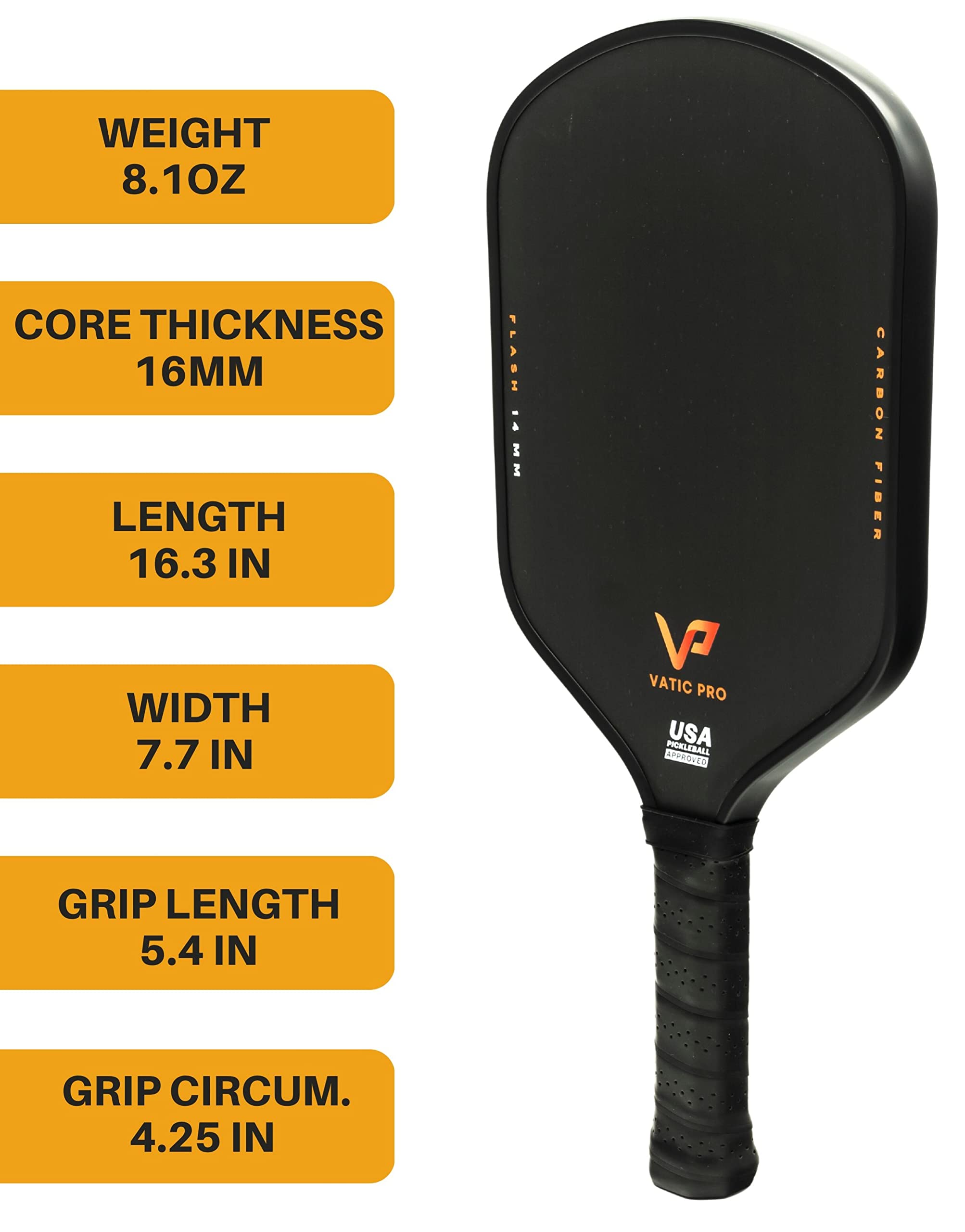 Vatic Pro Flash Carbon Fiber 16mm - Includes Paddle Cover