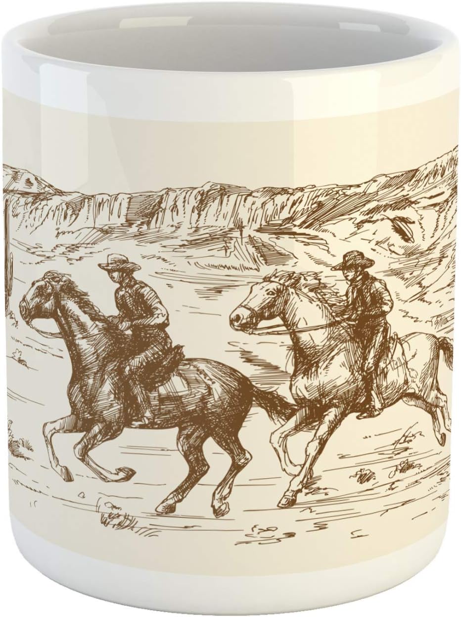 Amazon.com: Ganiokar Western Mug, Country Theme Hand Drawn Illustration ...