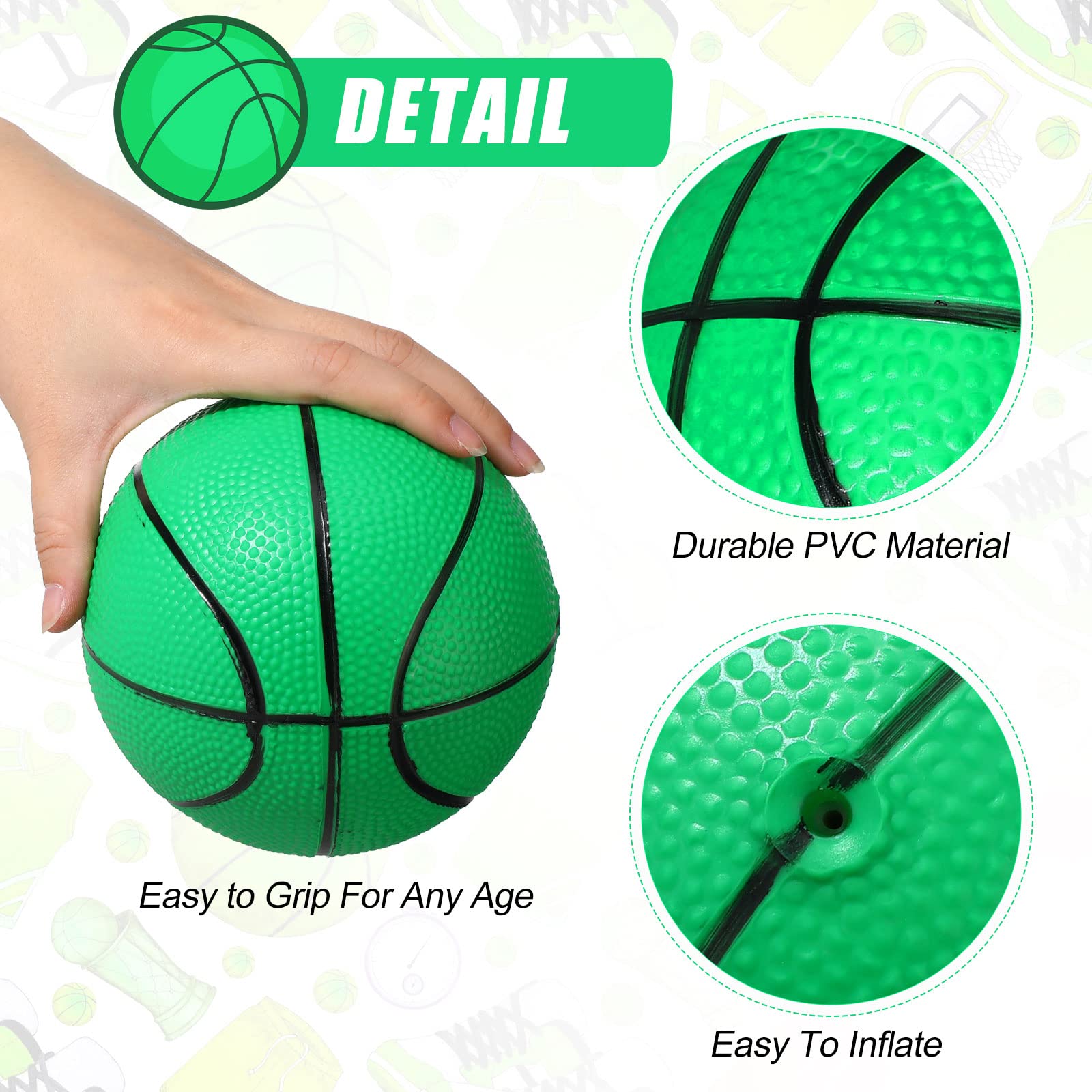 Leitee 36 Pack 5 Inch Mini Basketballs with Pump PVC Durable Mini ...
