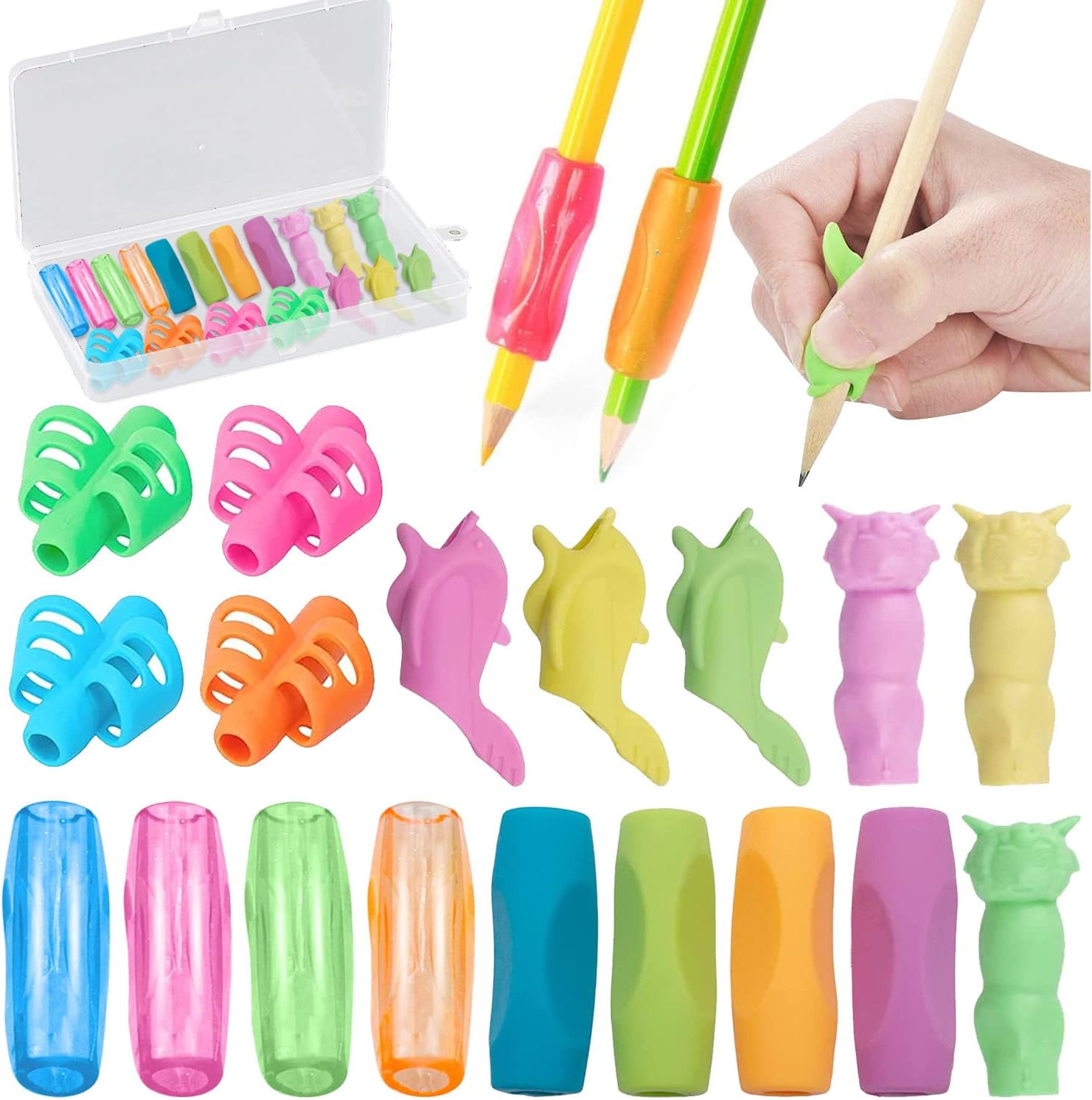 GripGo Pencil Grips for Children Pack of 10 – Soft Silicone Handwriting ...