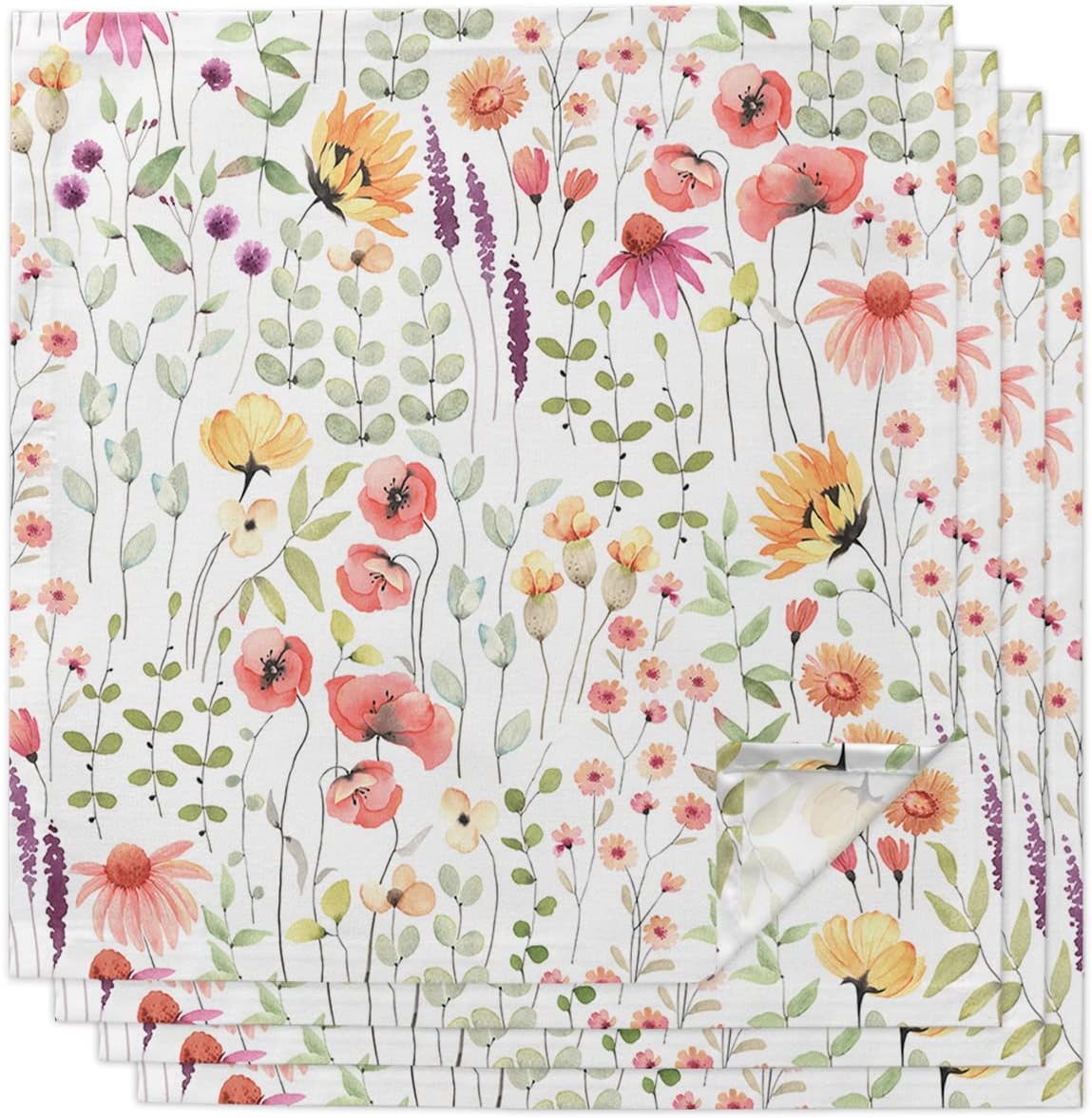 Amazon.com: Spring Floral Cloth Napkins Set of 4 Reusable Dinner ...