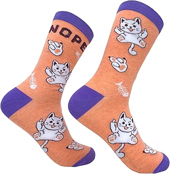Amazon.com: Crazy Dog T-Shirts Women's Nope Cat Socks Funny Offensive ...