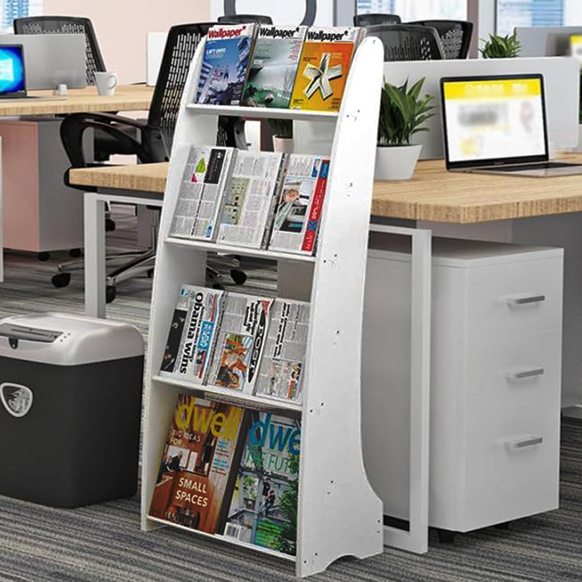 Snapklik.com : MYOYAY 4-Tier Magazine Rack - 19" W X 43" H White Floor ...