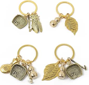 Amazon.com: Honbay 4PCS Feng Shui Metal Keychains Lucky Gourd Keychains ...