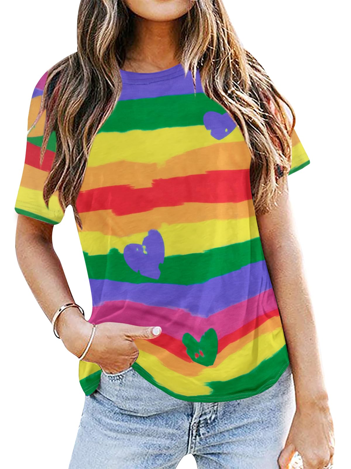 Tie Dye Pride Shirt Women LGBT Pride Shirts Rainbow Pride Tshirt Heart ...