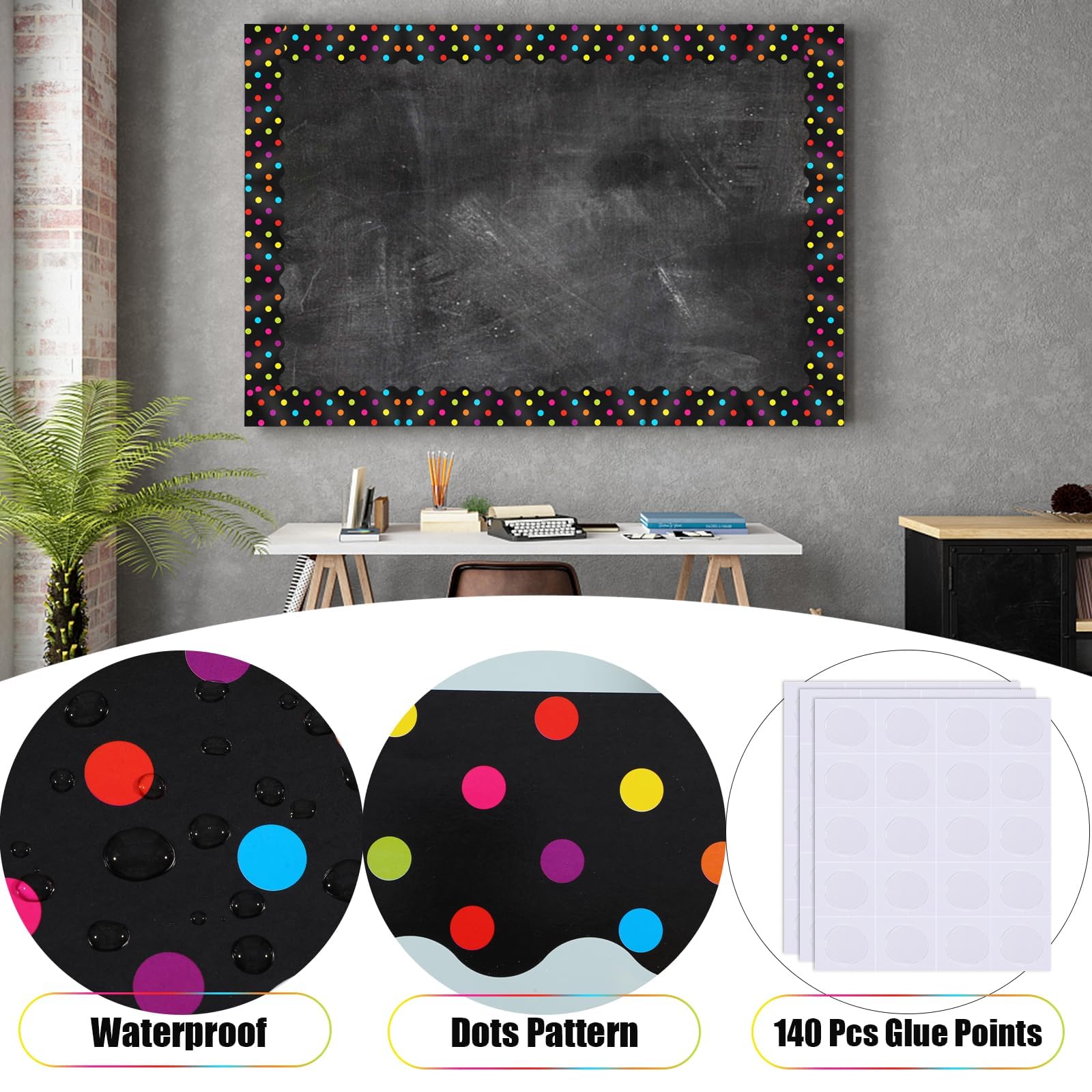 Snapklik.com : 72 Feet Colorful Dots Bulletin Board Borders Multicolor ...