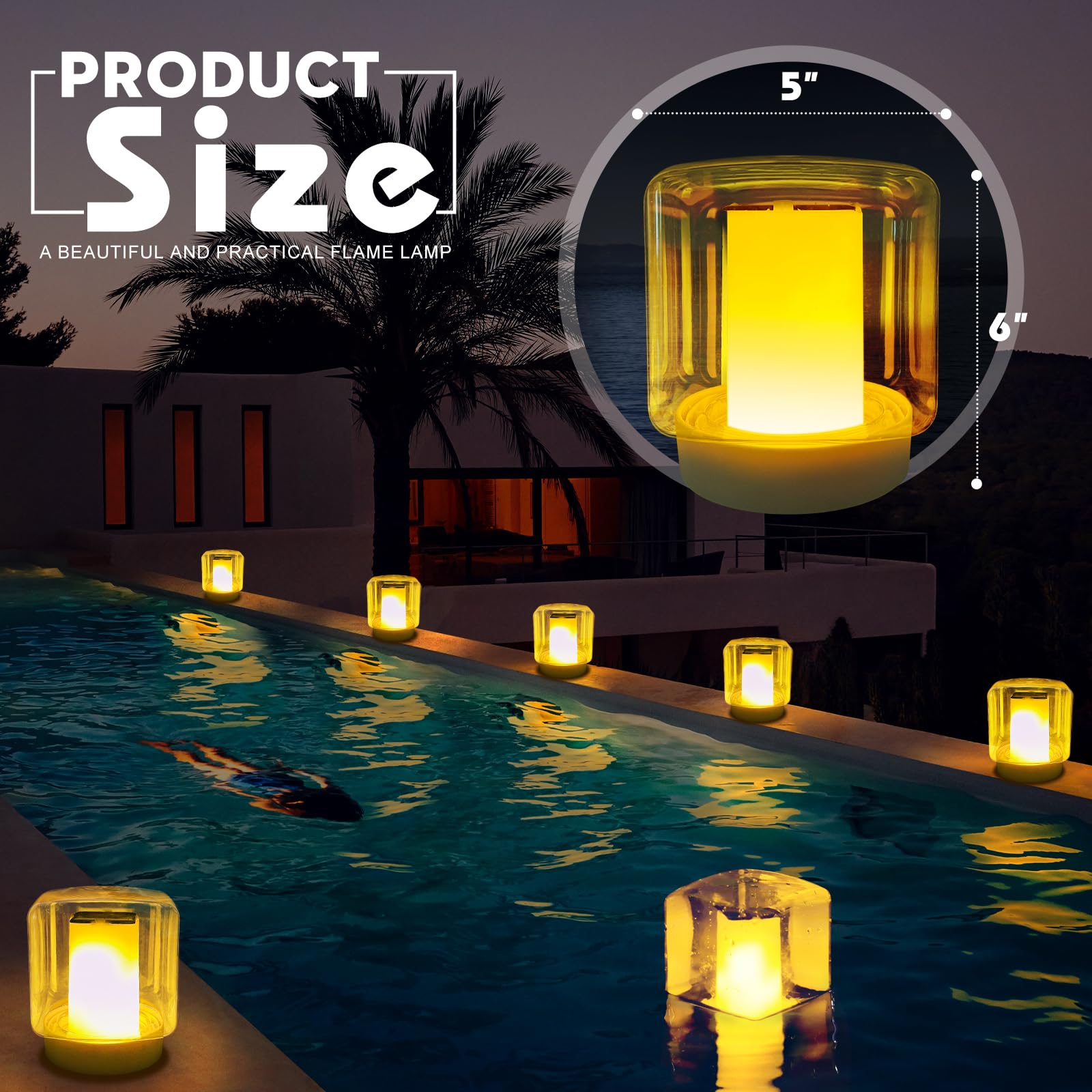 Snapklik.com : Floating Pool Lights, Solar Flame Pool Lights Waterproof ...
