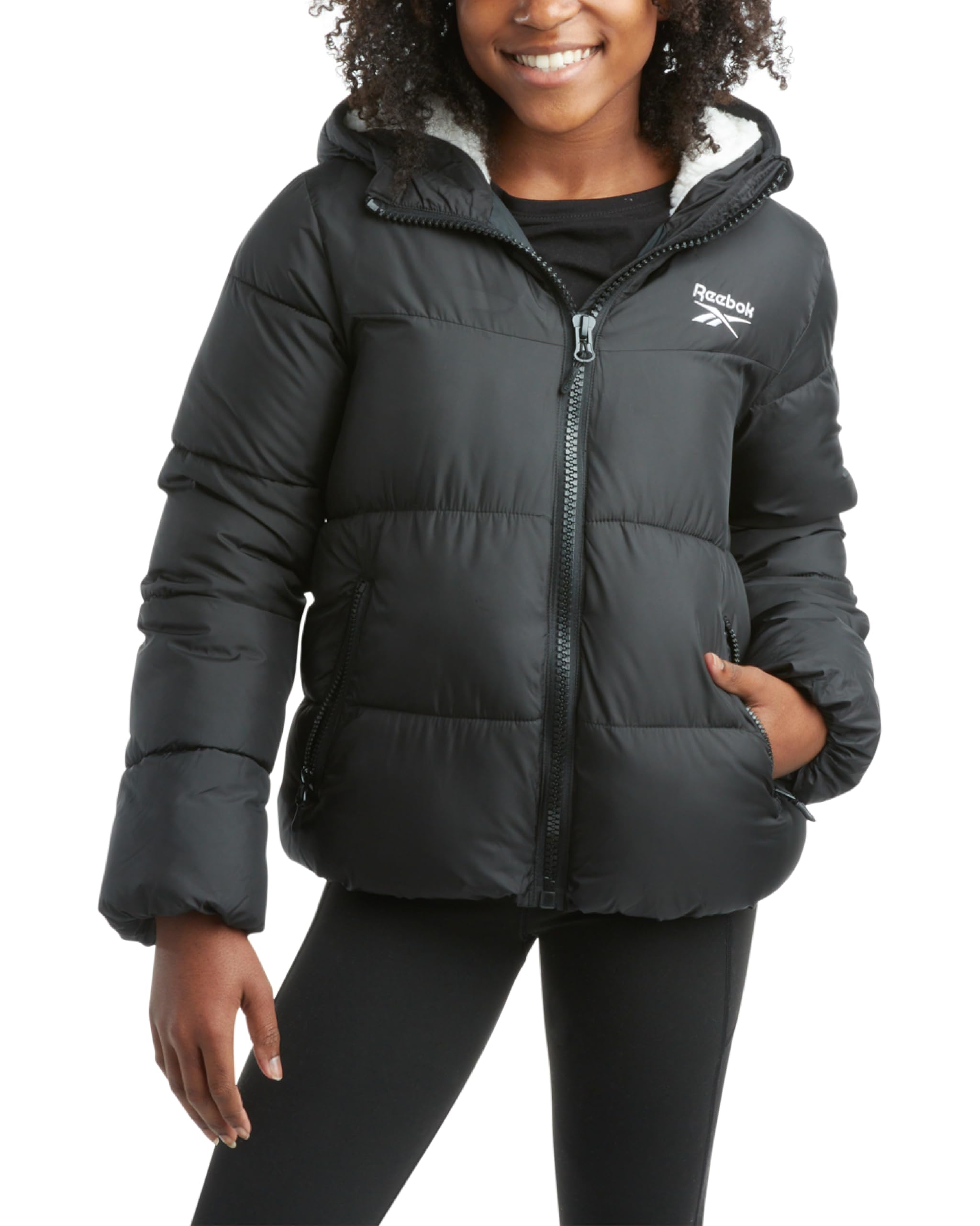 Snapklik.com : Reebok Girls Winter Jacket - Heavyweight Fleece Jacket ...