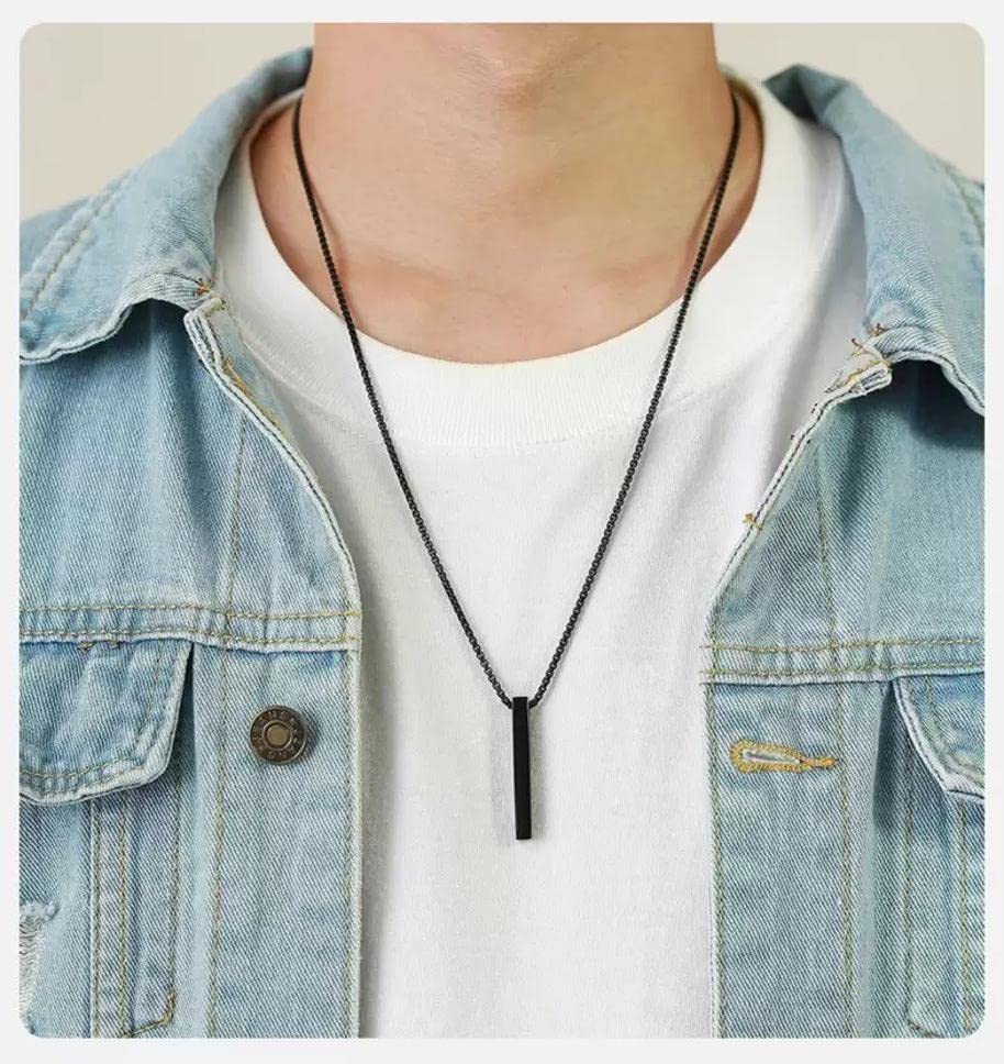 Buy VR Creatives Men's Jewellery 3D Cuboid Vertical Bar/Stick Stainless ...