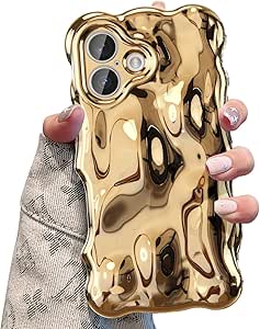 Amazon.com: UEEBAI Ripple Case for iPhone 16 Plus, Cute Silver Cover Wave Shape for iPhone Case ...