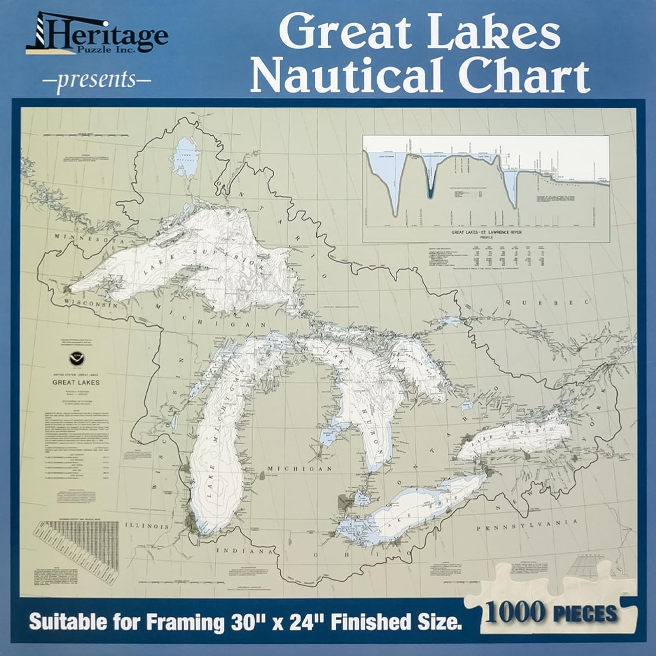 Amazon.com: Heritage Puzzle Great Lakes Nautical Chart Map - Adult ...