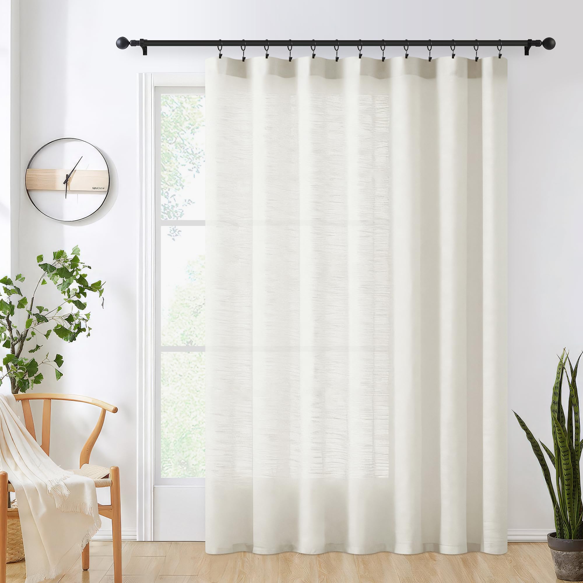 Amazon.com: FMFUNCTEX Natural Sliding Door Curtain 84" Sheer Linen ...