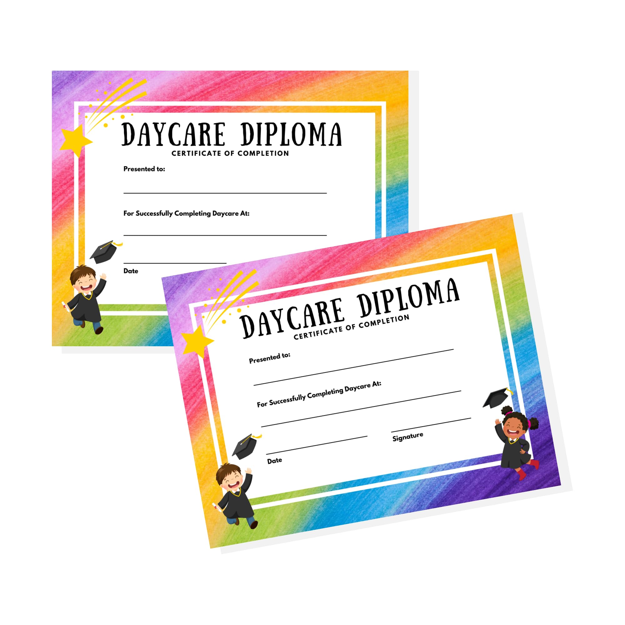 Amazon.com : Daycare Graduation Diploma | 50 pk 8.5 x 11” Certificate ...