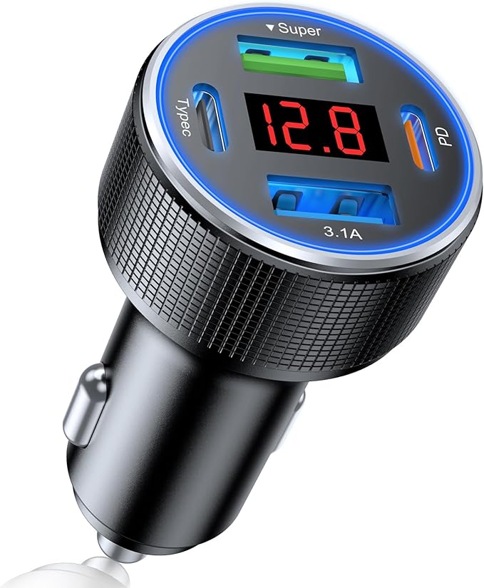 USB C Car Charger Adapter, 78W 4 Port Metal Car USB Charger with ...