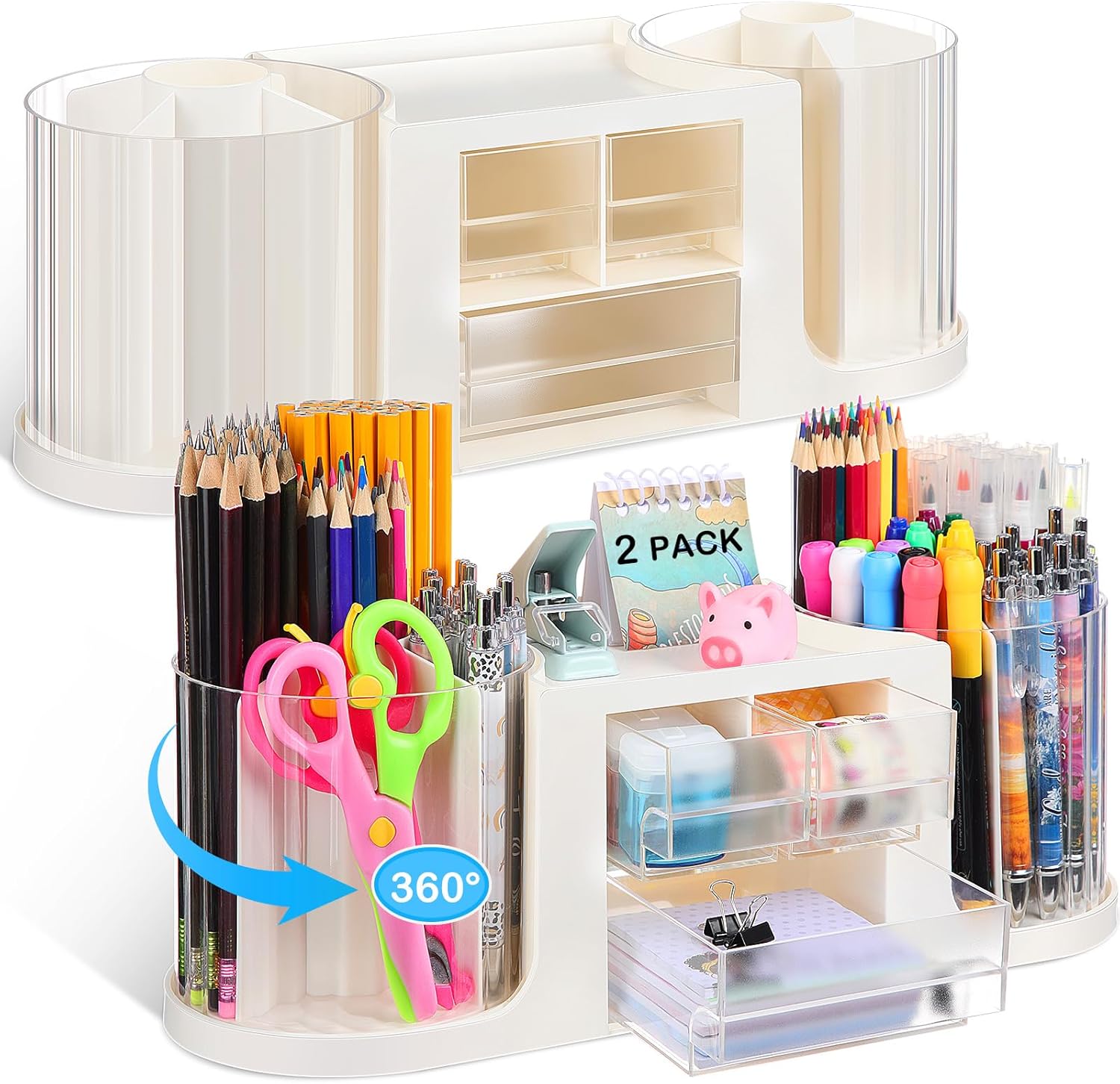 Amazon.com: 2 Packs 360 Degree Rotating Art Supply Organizer Clear ...