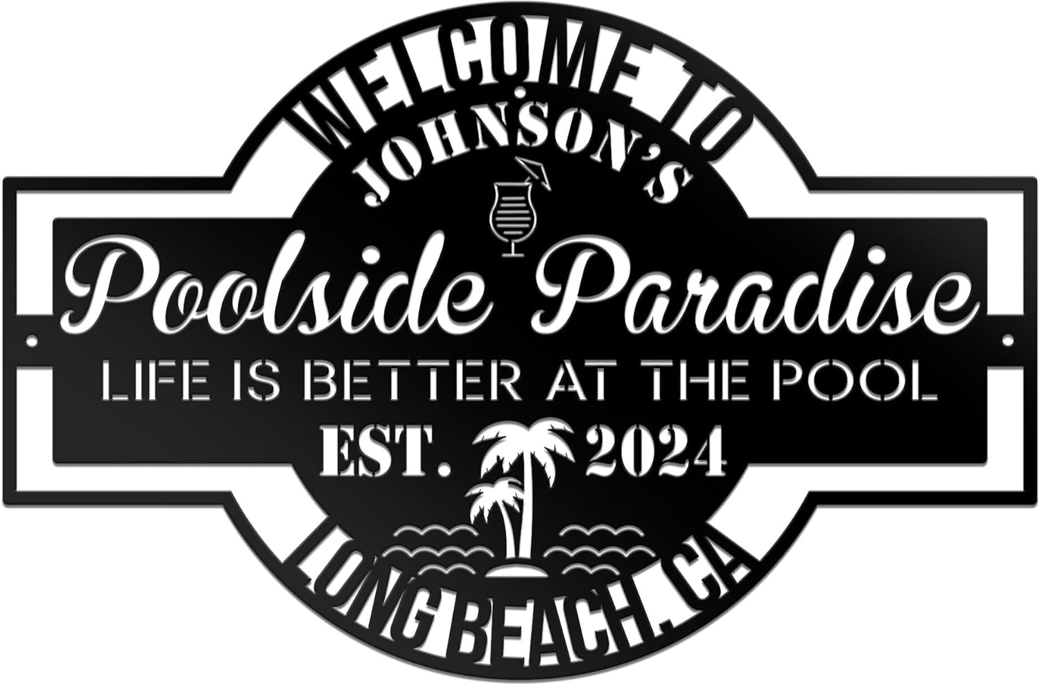 Amazon.com : V Vibepy All Over Printed, Personalized Pool Metal Sign ...