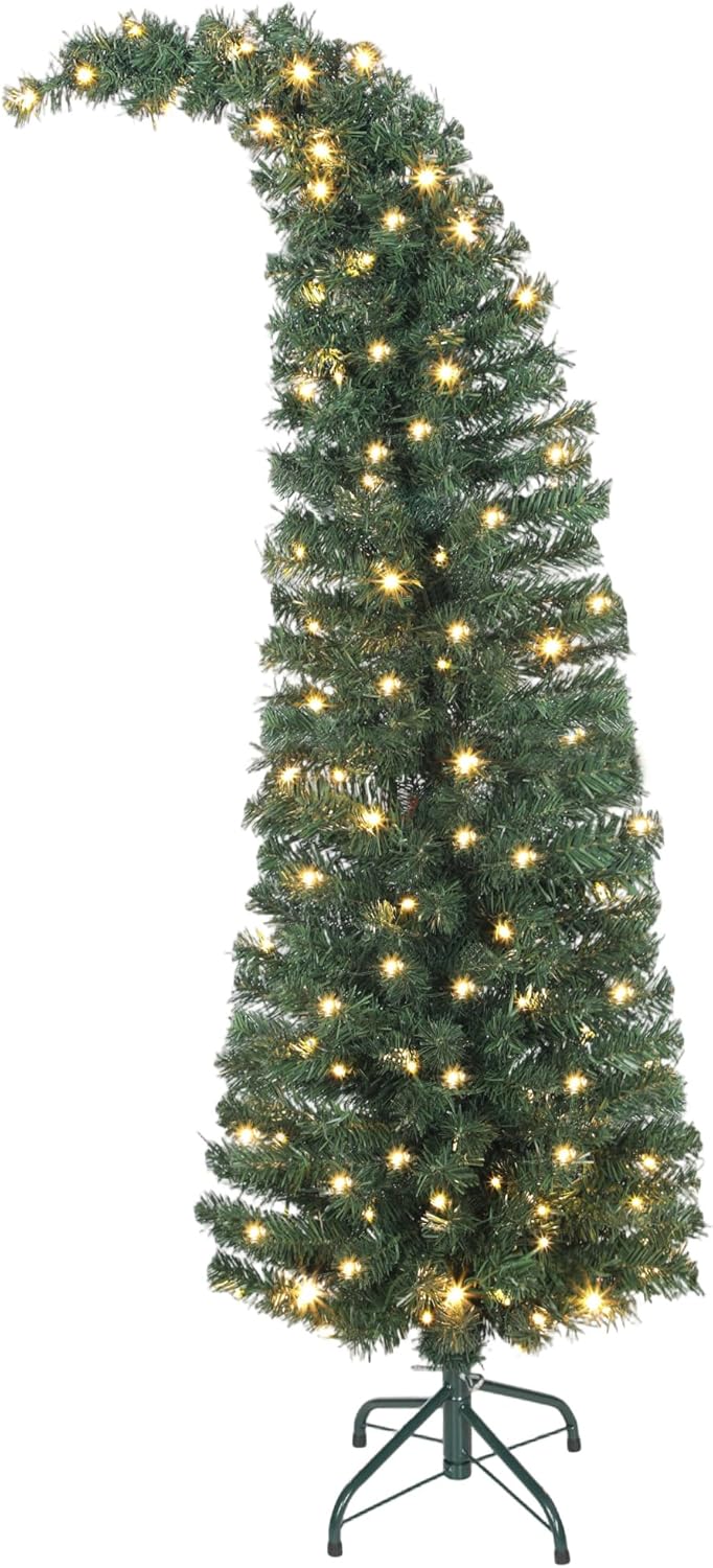 Amazon.com: HOMCOM 5 ft Prelit Whimsical Christmas Tree, Slim High ...