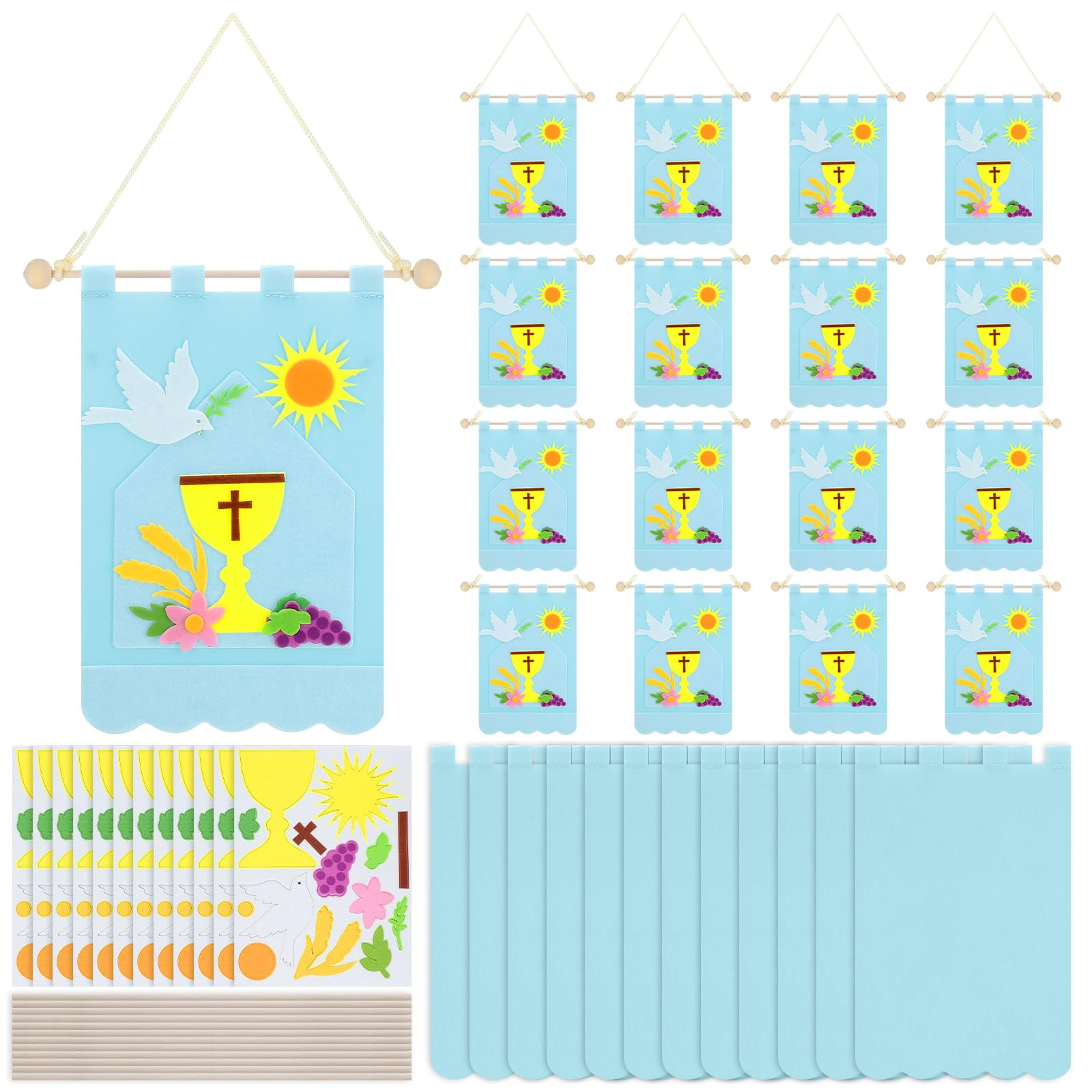 Amazon.com: Mindsoft 12 Set First Communion Banner Craft Kit Felt Holy ...