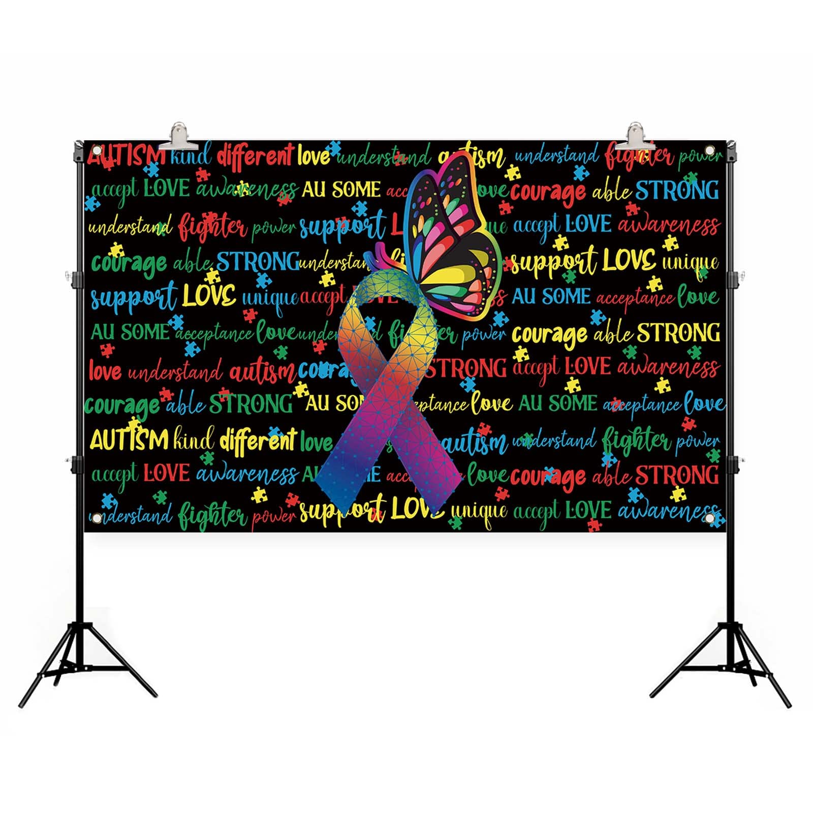 Snapklik.com : Autism Awareness Photo Backdrop Autism Awareness Ribbon ...