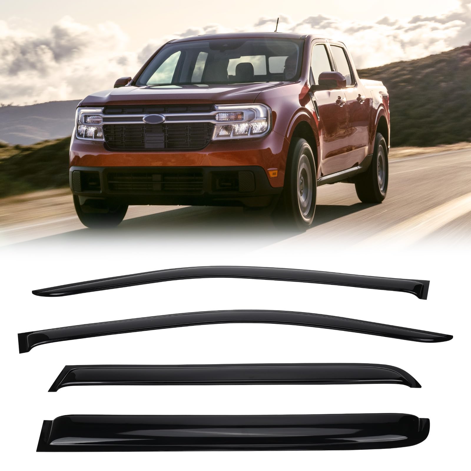 Amazon.com: LHCDQSKCW Tape-On Window Visors Rain Guards 4 Pcs Set ...