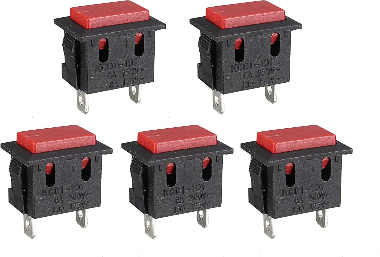 Sourcingmap 5Pcs Rectangle Momentary 2-Terminal Push Button Switch SPST ...