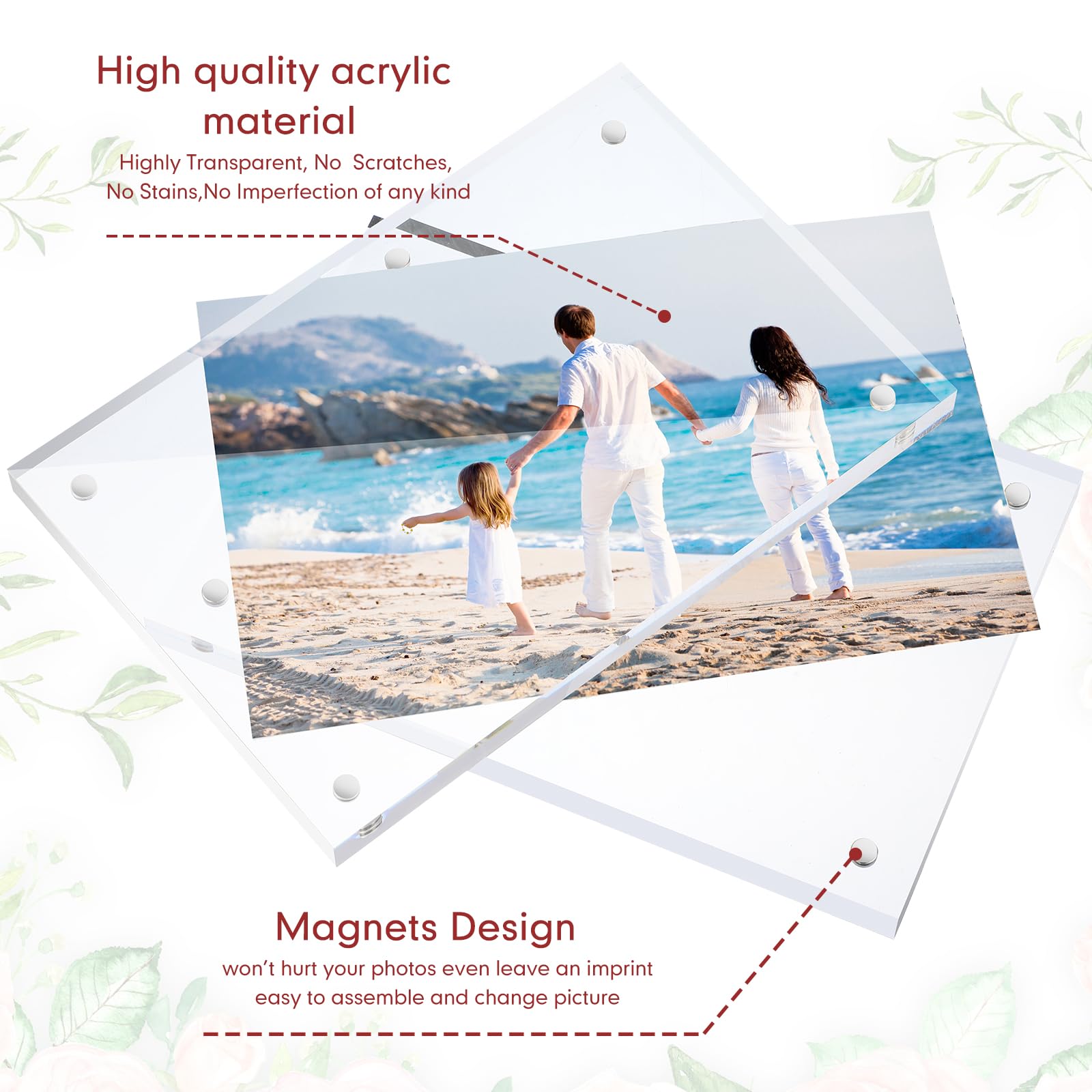 6x8 Magnetic Photo Frames 5 Pack 6x8 Acrylic Picture Frames - Double ...