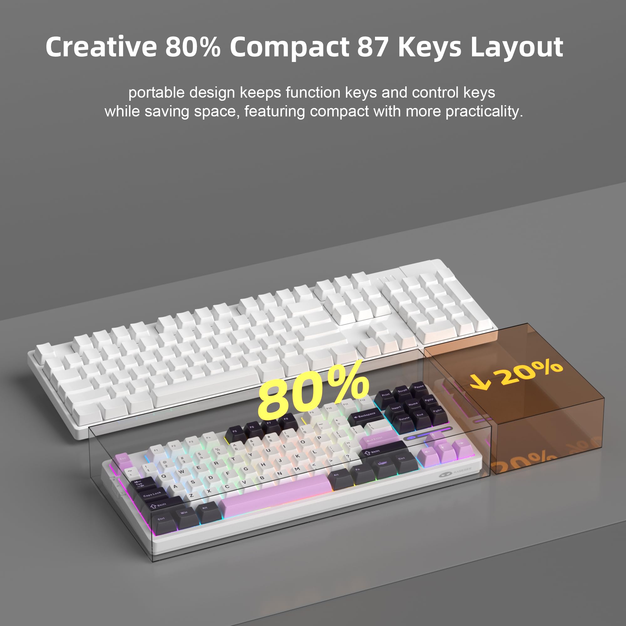 Snapklik.com : MageGee LIGHT87 Wired Creamy Keyboard, 80% Gasket Hot ...