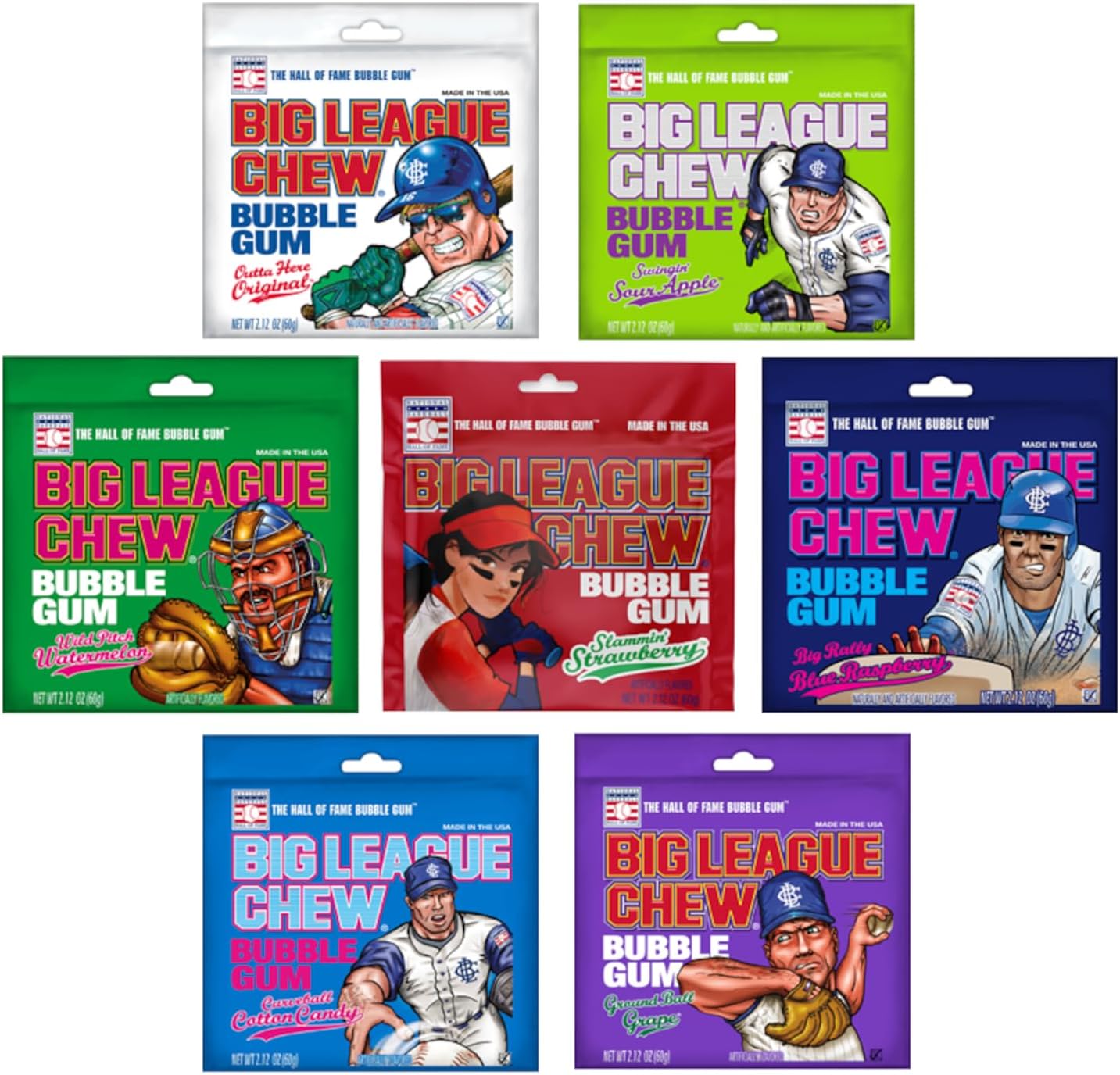Amazon.com : Big League Chew Bulk Baseball Gum Variety Pack - 7 ...