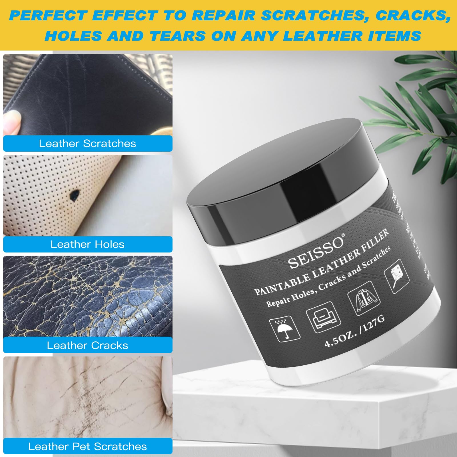 Snapklik.com : Paintable Leather Filler, 4.5oz White Leather Filler ...