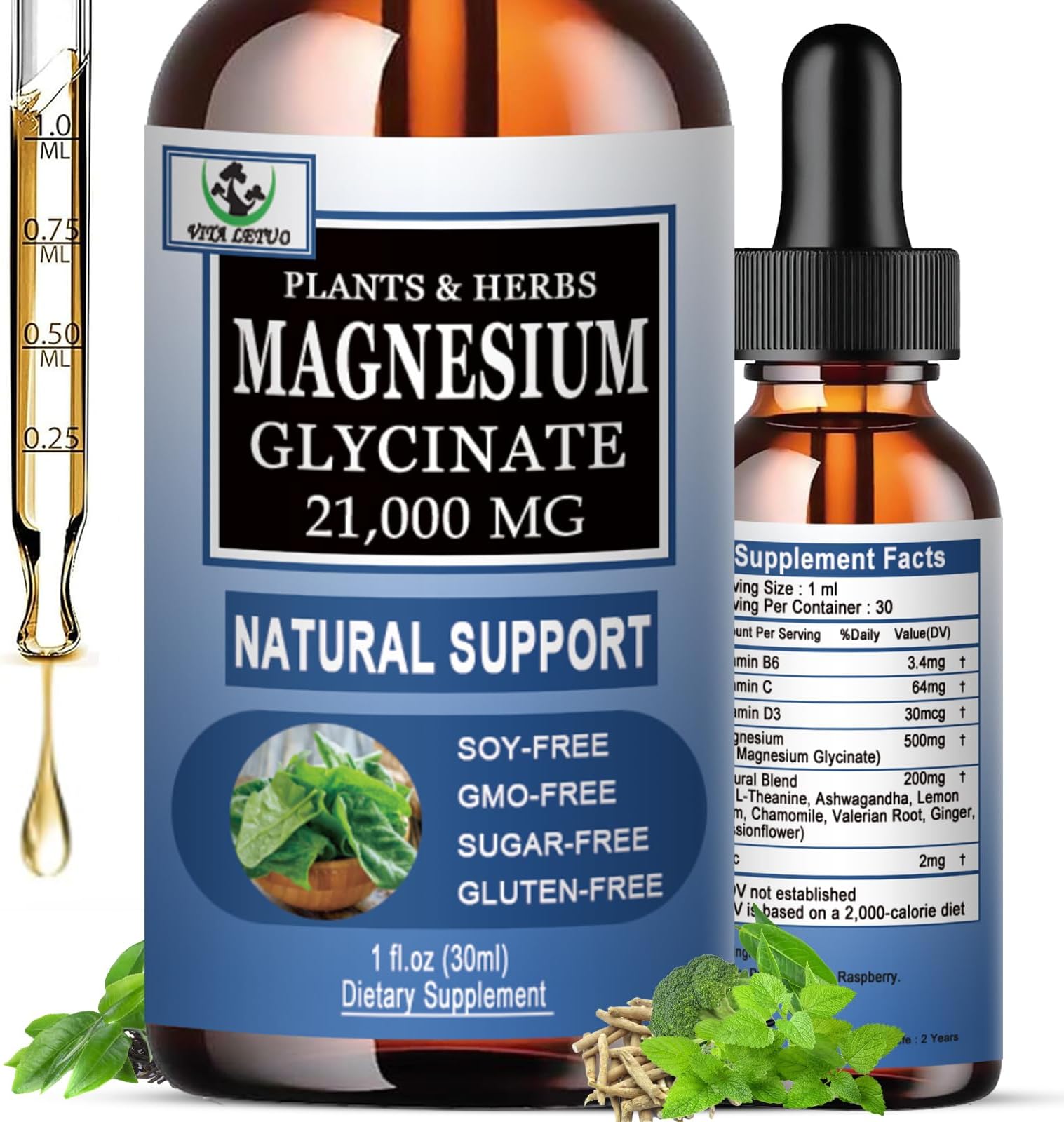 Amazon.com: Magnesium Glycinate Drops 21000mg - Liquid Magnesium ...