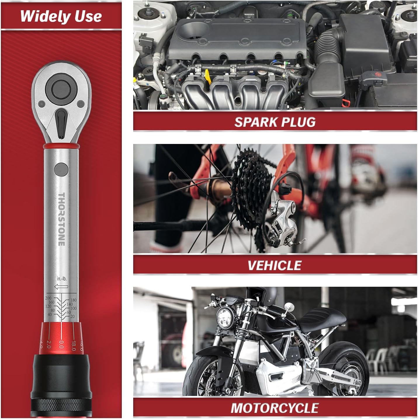 Thorstone Llave dinamométrica de 12, 25-250 FT-LB33.9-338.9 Nm llave ...