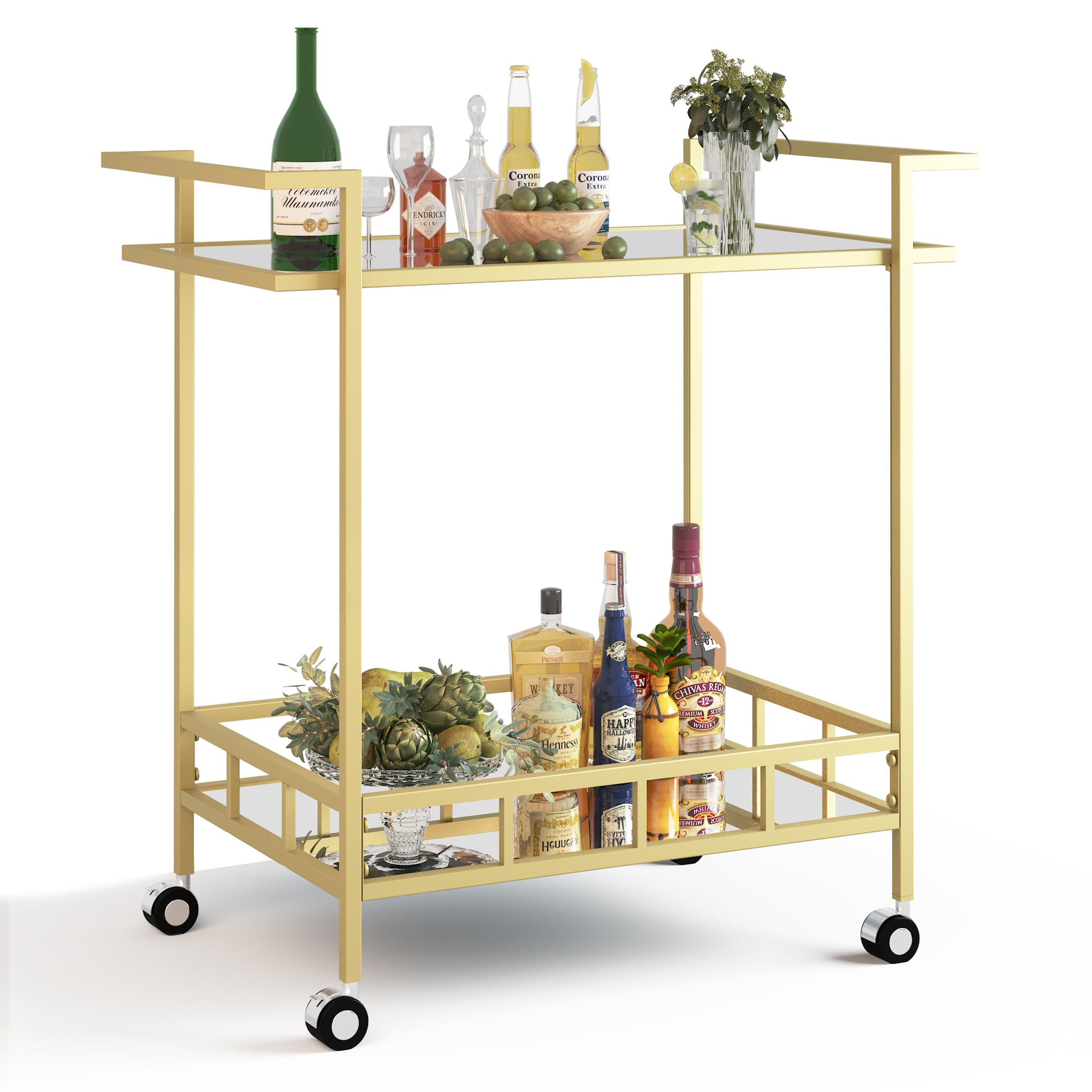 Amazon.com: RiteSune Gold Bar Carts for The Home, Bar Serving Cart with ...