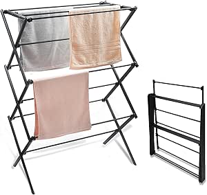 Amazon.com: YUBELLES 3 Tiers Foldable Clothes Drying Rack, Vertical ...
