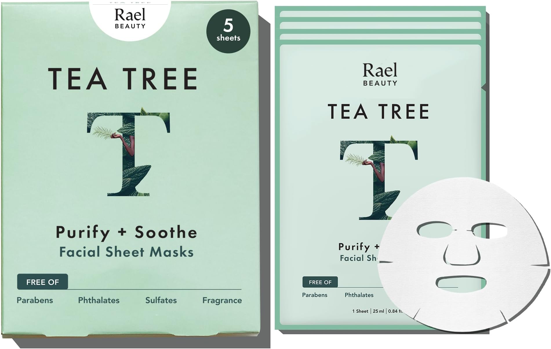 Amazon.com : Rael Face Mask Skin Care, Tea Tree Face Masks - Bamboo ...