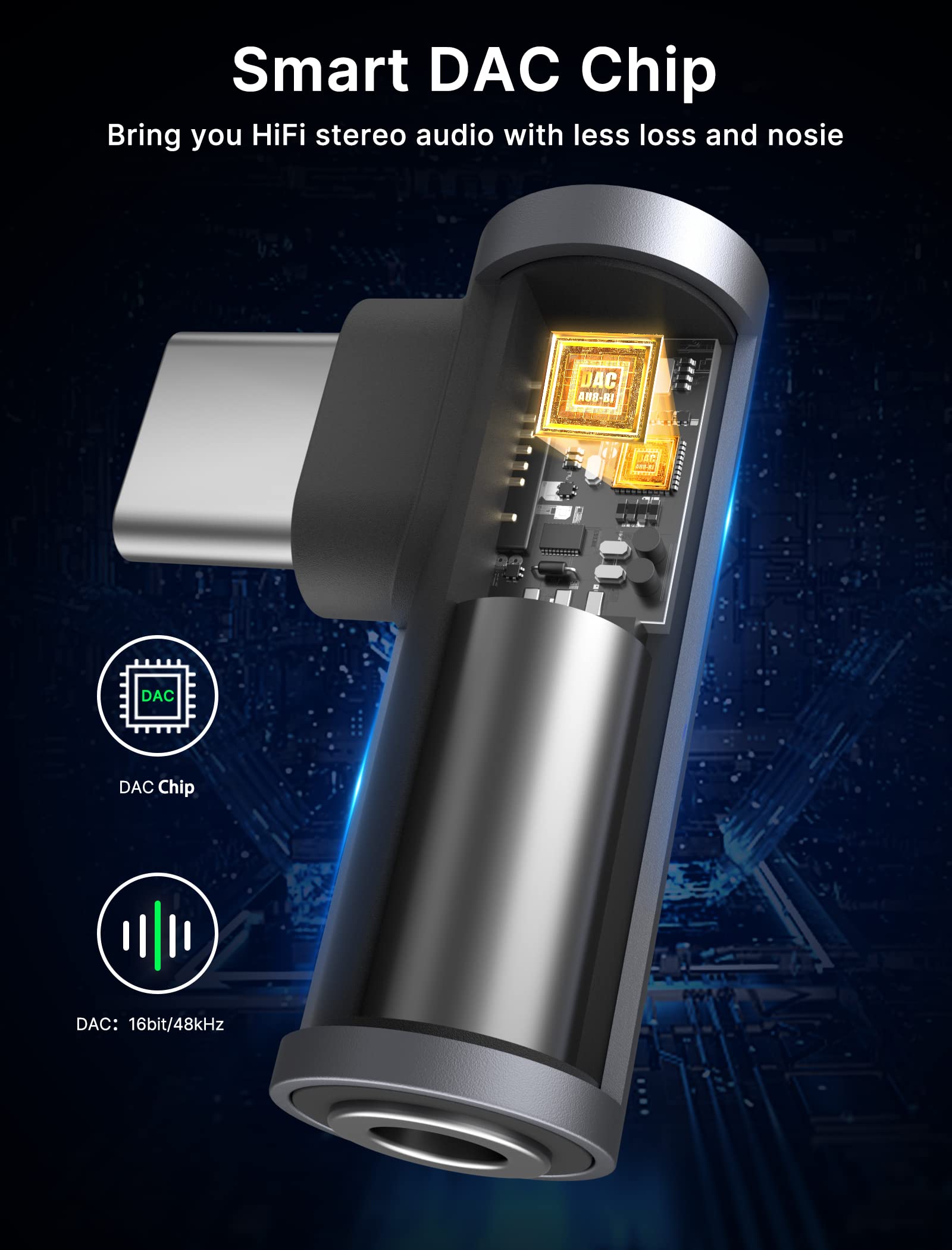 Snapklik.com : JSAUX 2Pack Right Angle USB C To 3.5mm Audio Adapter ...