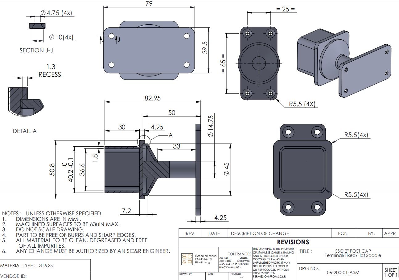 Stainless Steel Square Post Cap Reducer for Wood/Metal Top Guard Rail ...