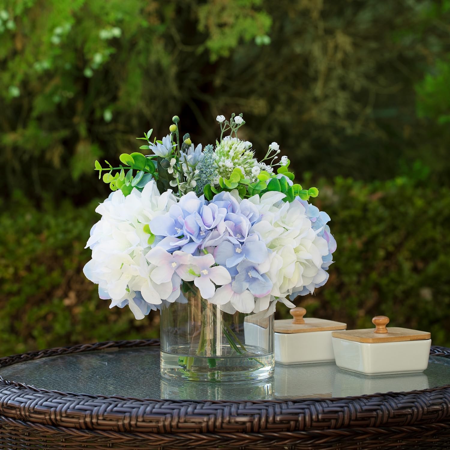 White Hydrangea Centerpiece Ideas Blooming Hydrangea Arrangement