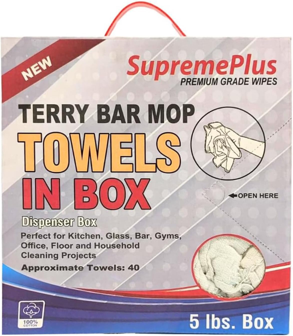 Amazon.com: SupremePlus White Terry Bar Mop Towels 40 Pcs (Approx ...