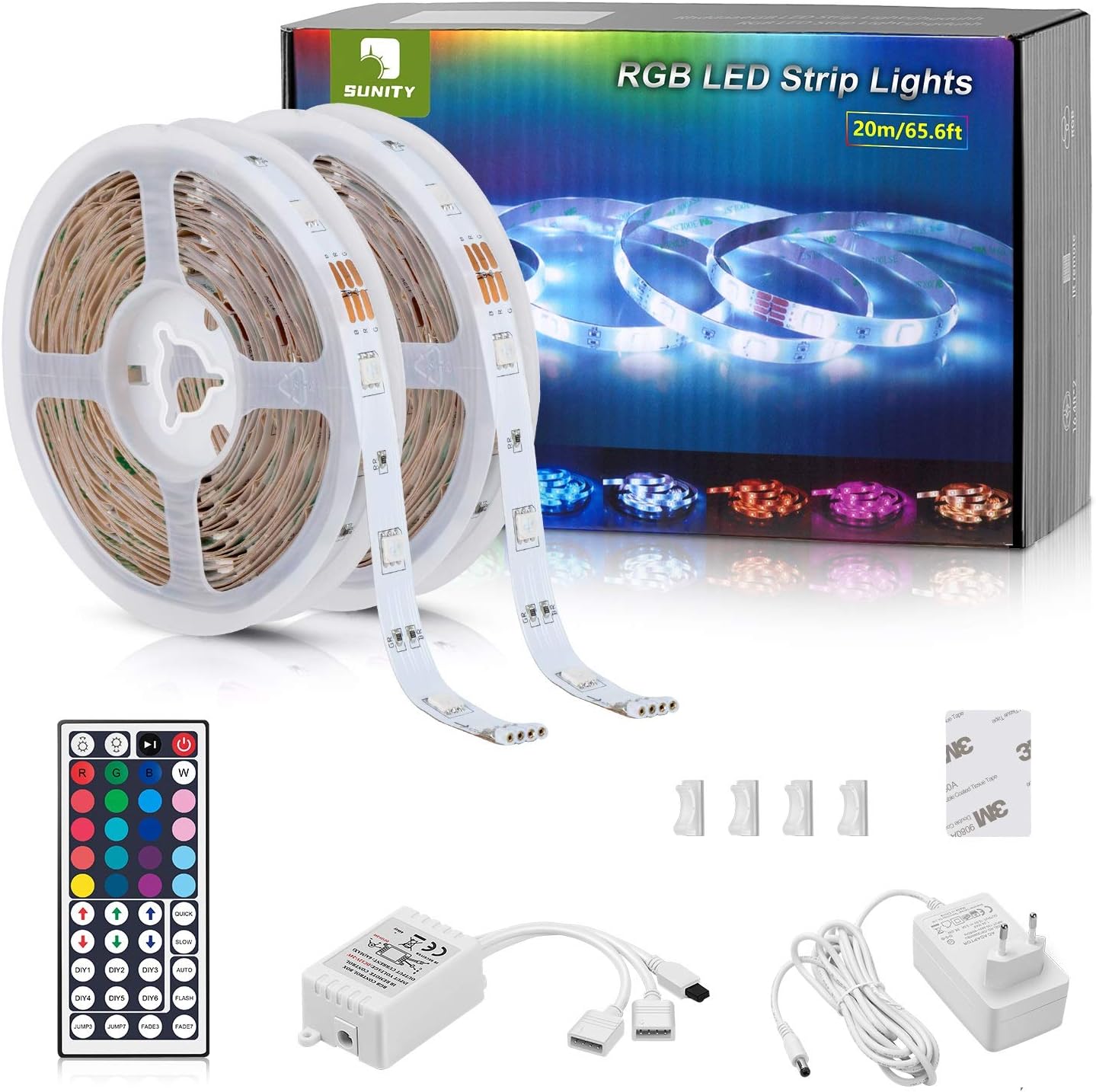 Striscia Led 20 Metri, 600 Led RGB Led Striscia 5050 SMD Autoadesiva ...