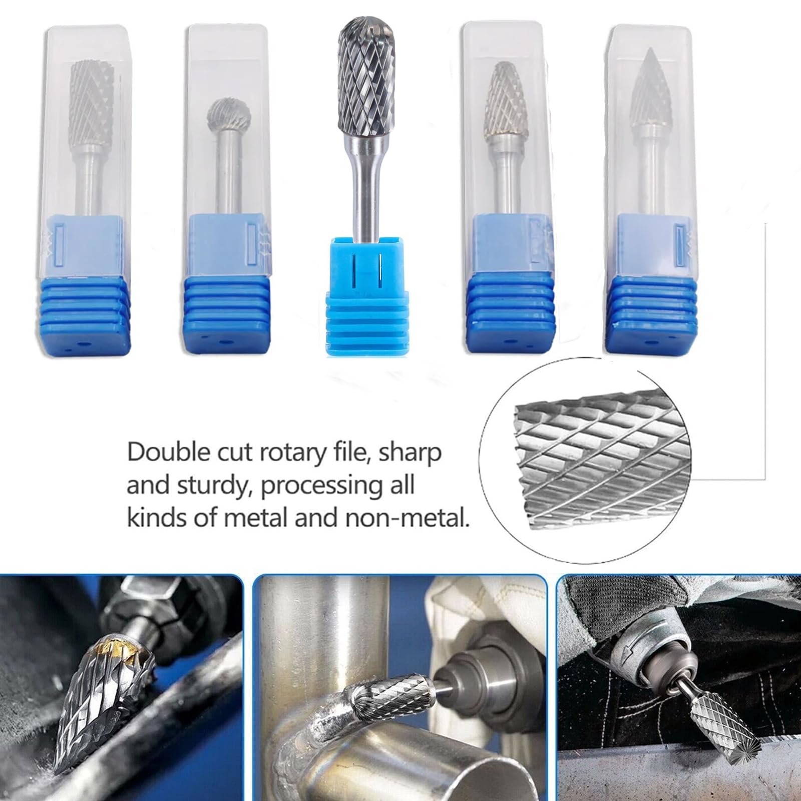 Snapklik.com : 5PCS Carbide Burr Bits Set 1/4 Shank, 1/2" Cutting ...