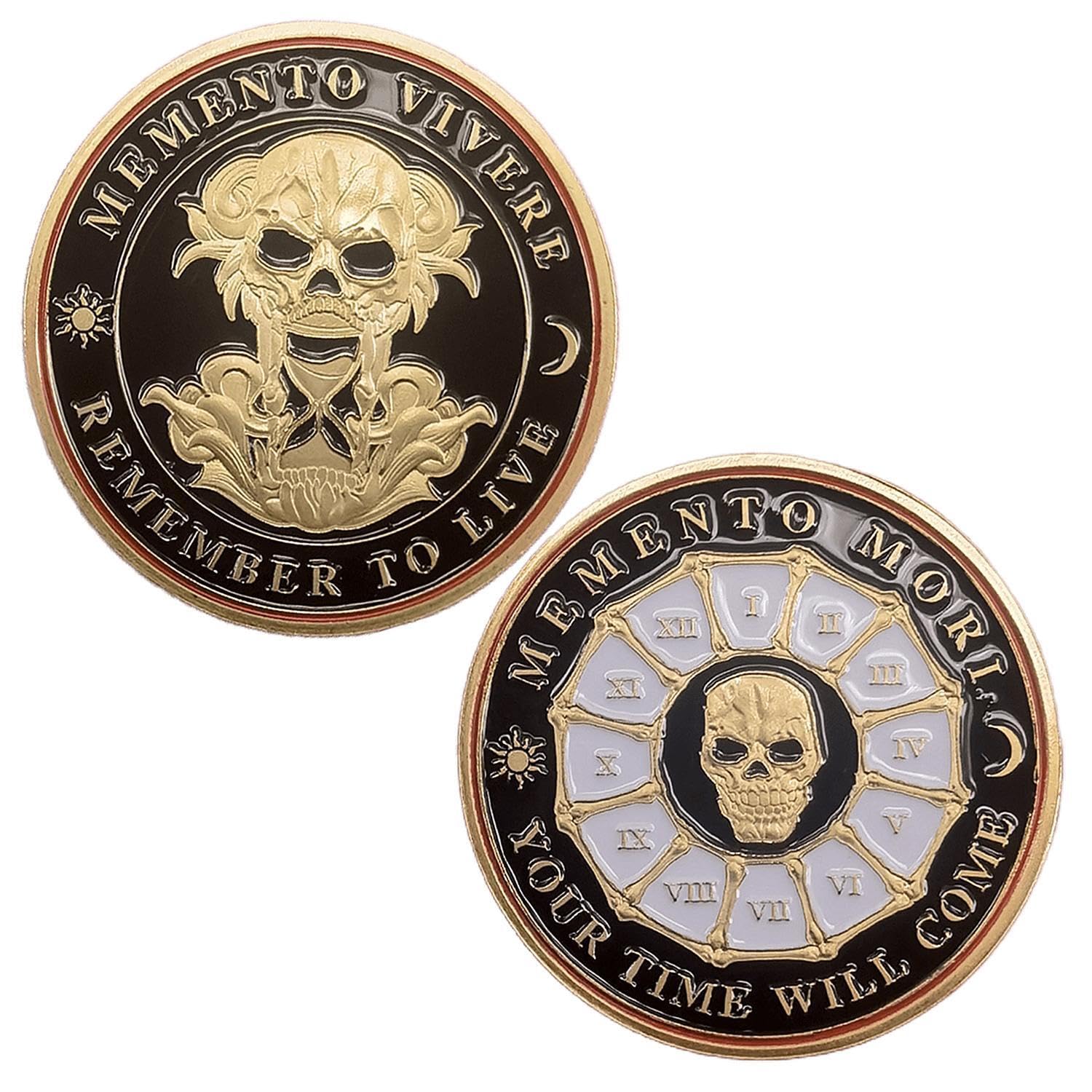 Amazon.com: Memento Mori Challenge Coin Memento Vivere Coin Skull ...